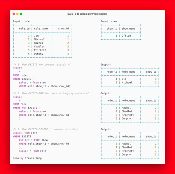 Use EXISTS to check if a row is present
